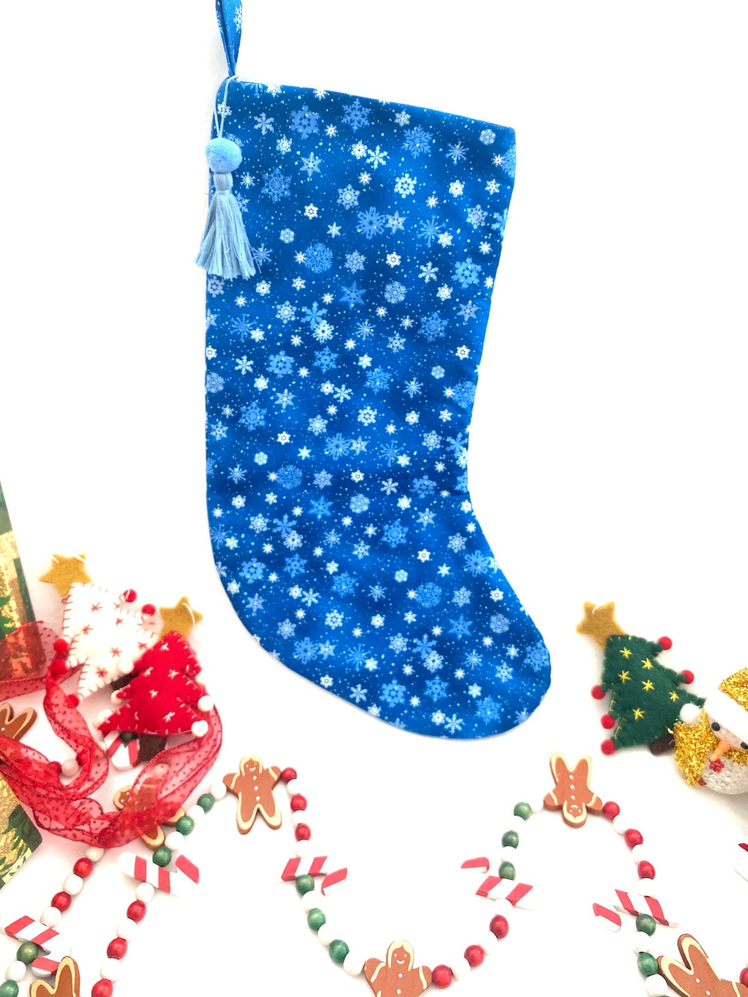 Blue Snowflakes Christmas Stockings, Holiday Stocking, Snowflakes ...