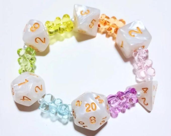 Critical Candy - Iridescent Polyhedral Dice Stretch Bracelet With Gummy ...