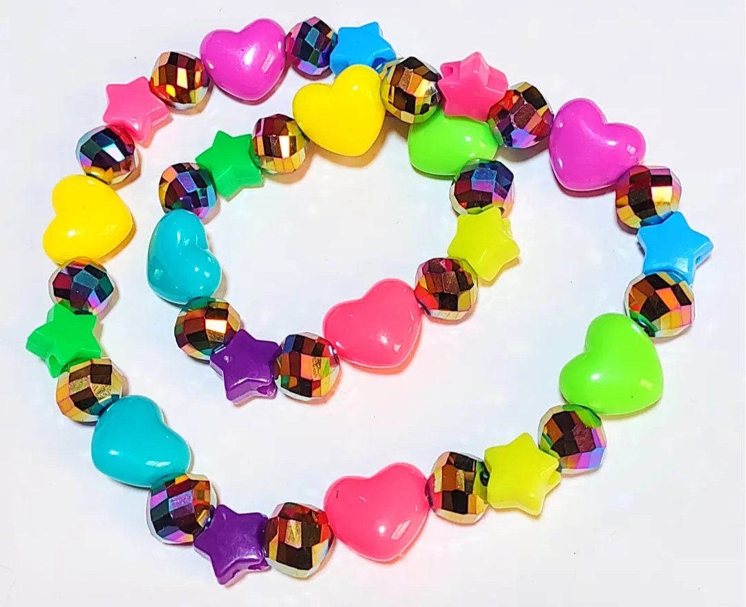 1 AVAILABLE NOW Sour Sweets Neon Rainbow Heart and Star Stretch ...