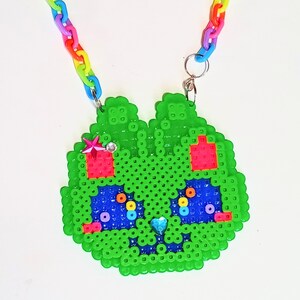 Star Kitty - Alien Cat Perler Necklace With Rainbow Stars - Etsy