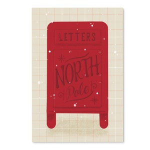 North Pole Mailbox Illustrated Postcard - Etsy
