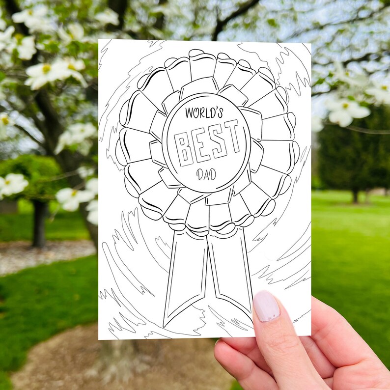 World's Best Dad Award Ribbon Coloring Page Printable Download - Etsy