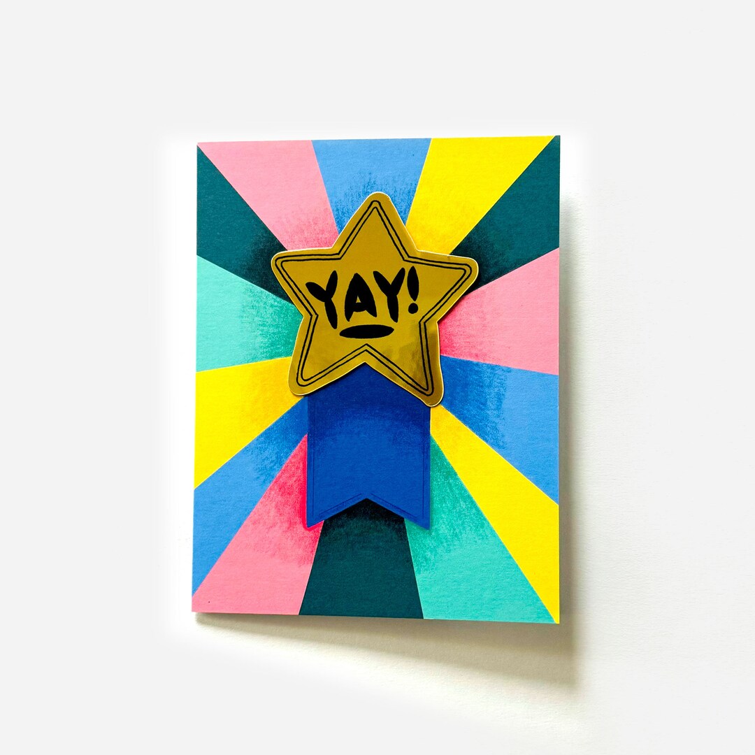 YAY! Star Keepsake Sticker Greeting Card - Etsy