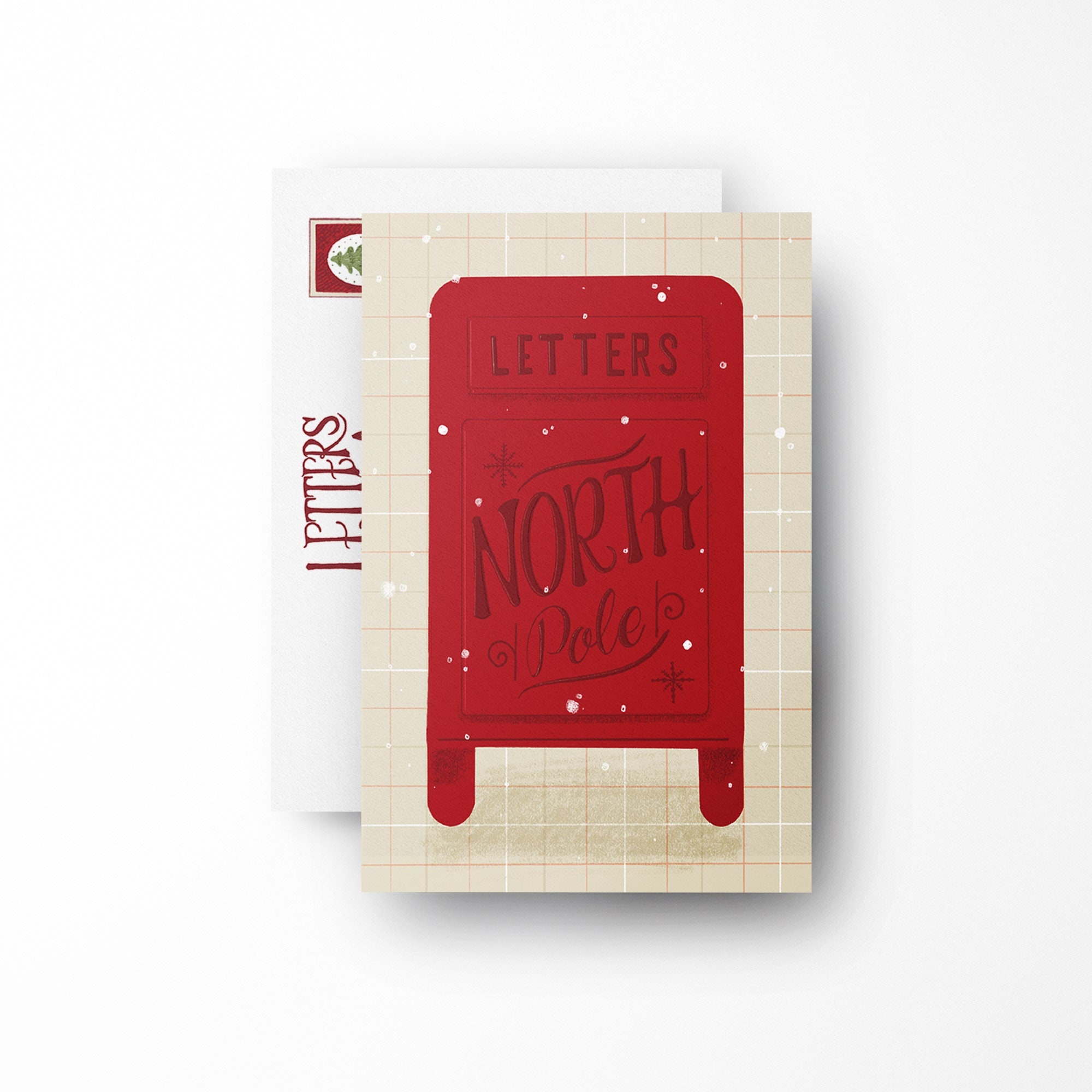 North Pole Mailbox Illustrated Postcard - Etsy