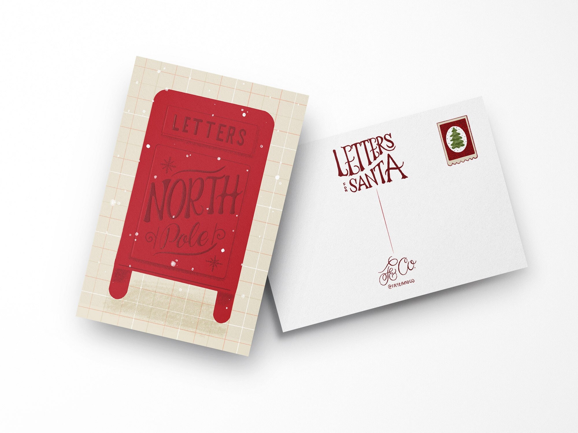 North Pole Mailbox Illustrated Postcard - Etsy