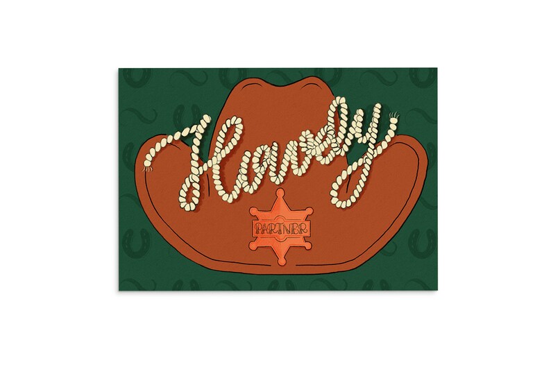 Howdy Partner Cowboy Hat Postcard - Etsy