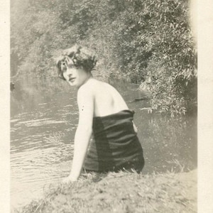1920s Alluring River Maiden, Bathing Beauty Looking Back, Original ...