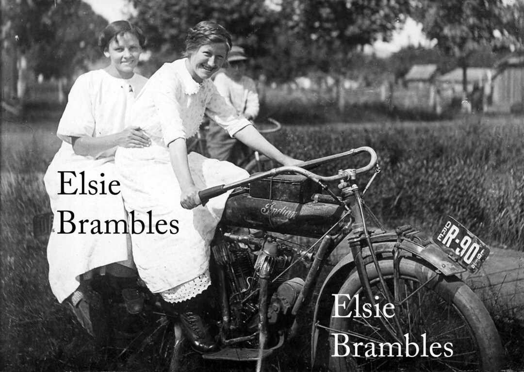 Digital Printable 1910 Indian Motorcycle, Edwardian Girls, Frameable ...