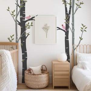 Birch Tree & Cardinal Bird Wall Decal: Bedroom, Living Room Decor - Etsy