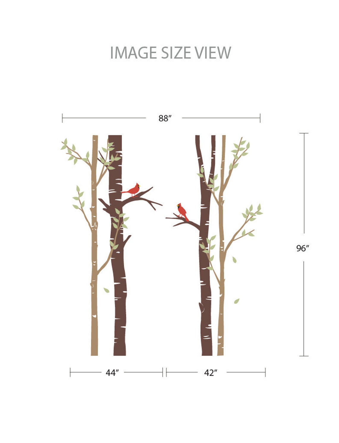 Birch Tree & Cardinal Bird Wall Decal: Bedroom, Living Room Decor - Etsy