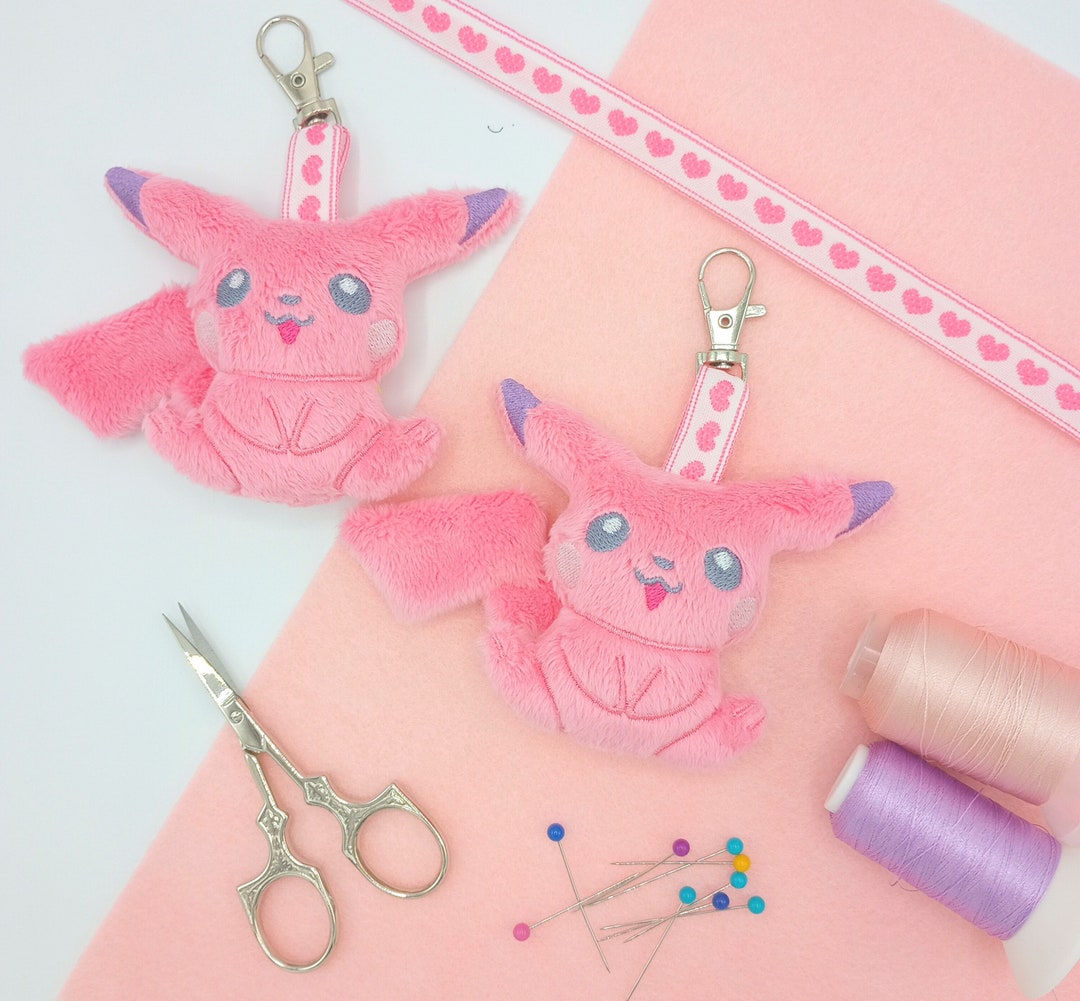 Pink Pikachu Plush Keychain Charm Handmade Kawaii Pokemon Plushie - Etsy