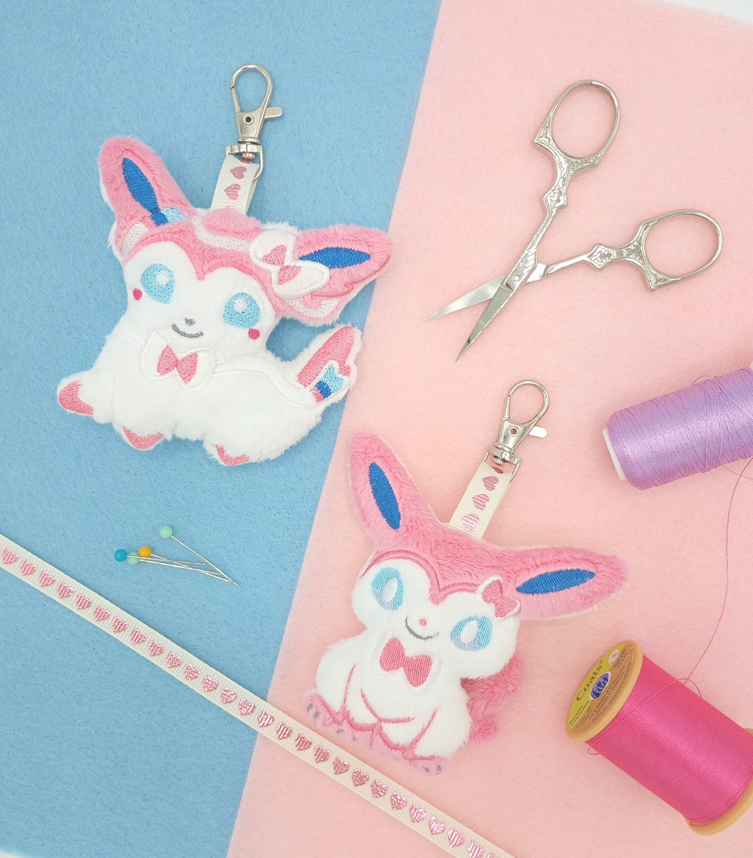 Plush Keychain, Evolution Ribbon Fox Pocket Friend: Kawaii Gamer Gifts ...
