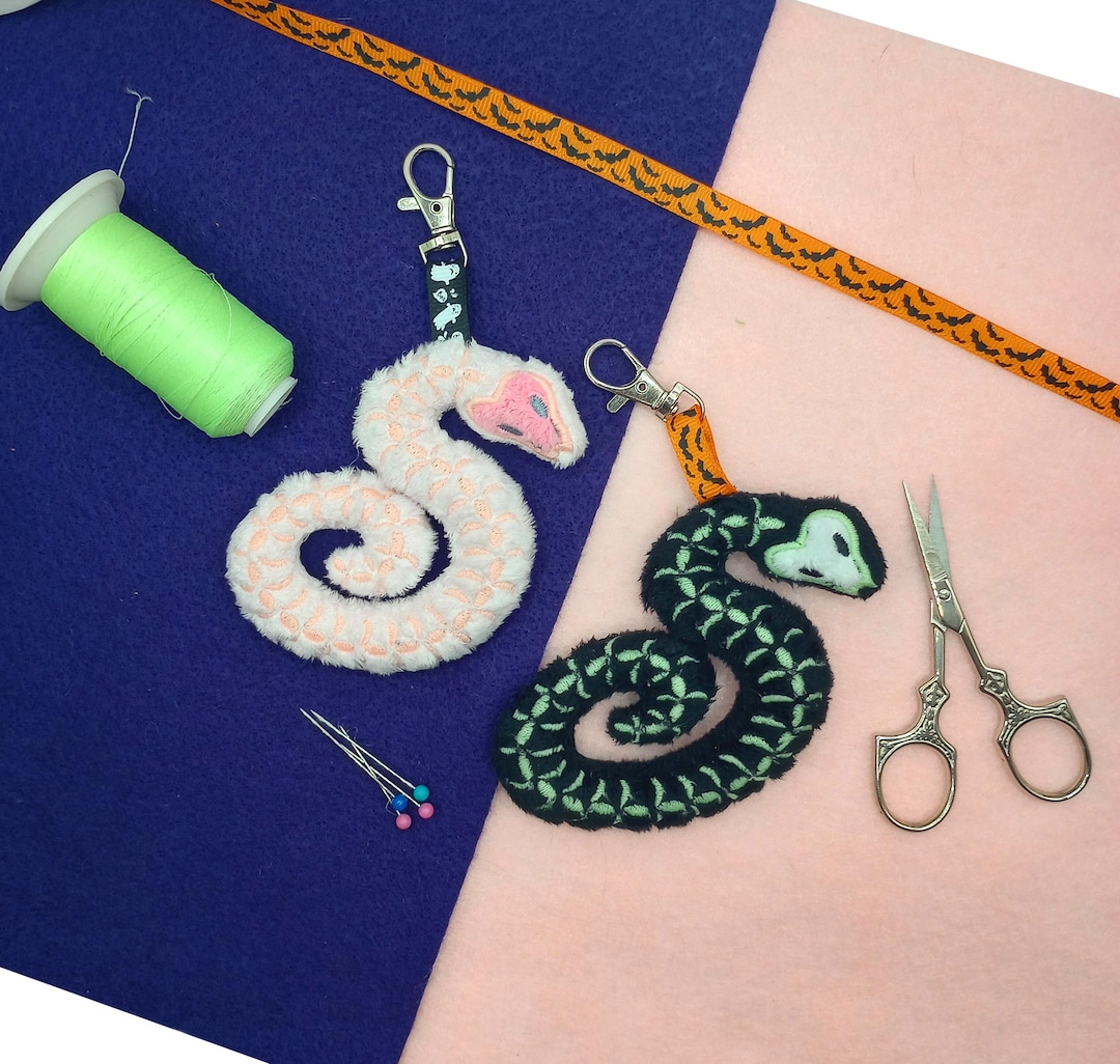 Skeleton Snake Plush Keychain Charm | Handmade Spooky Cute Plushies ...