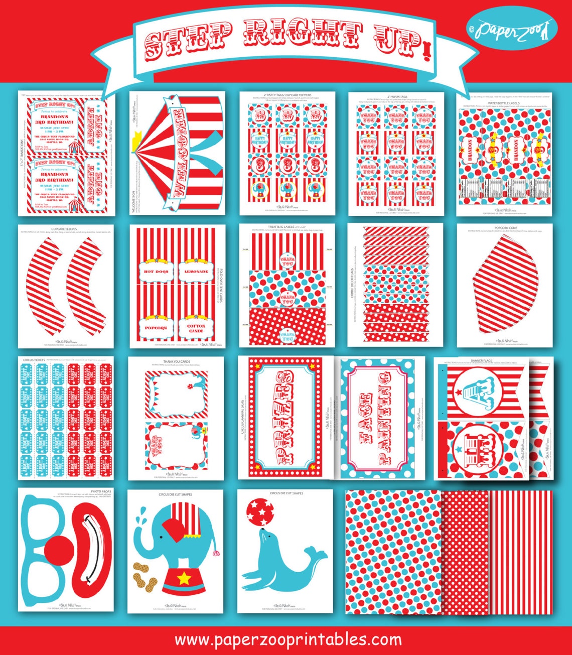 Step Right up CIRCUS Carnival Birthday Printable Party Package, You ...