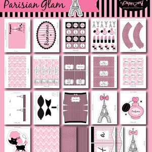 INSTANT DOWNLOAD, Pink Parisian Glaml Birthday Printable Party Package ...