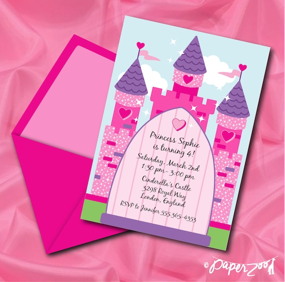 INSTANT DOWNLOAD, Pretty Princess Pink Castle 5 x 7 Printable ...