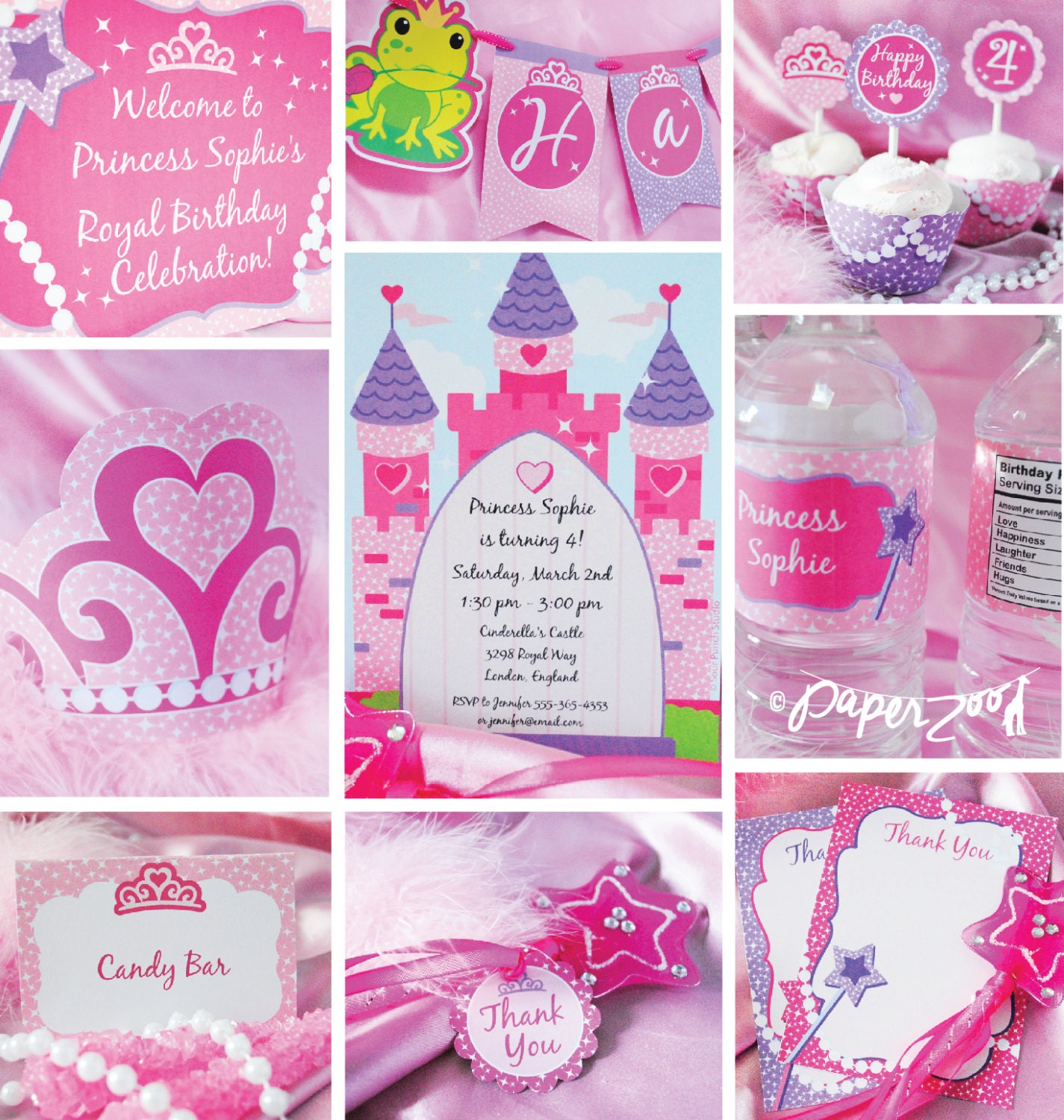 INSTANT DOWNLOAD, Pretty Princess Pink Castle 5 X 7 Printable ...