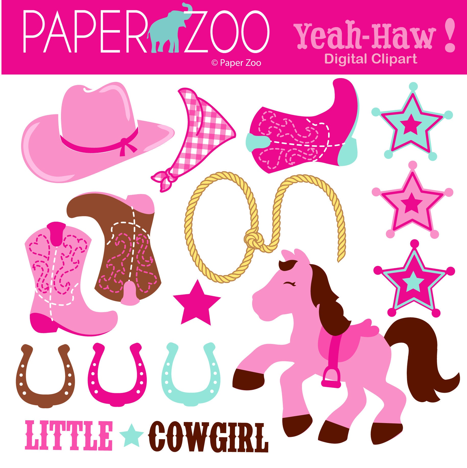 INSTANT DOWNLOAD, Cowgirl, Western, Rodeo Digital Clip Art, Clipart ...