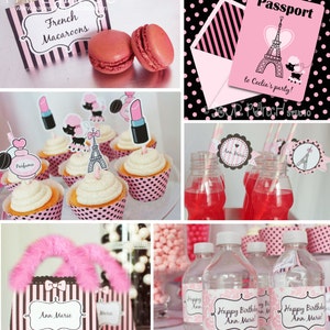 INSTANT DOWNLOAD, Pink Parisian Glaml Birthday Printable Party Package ...