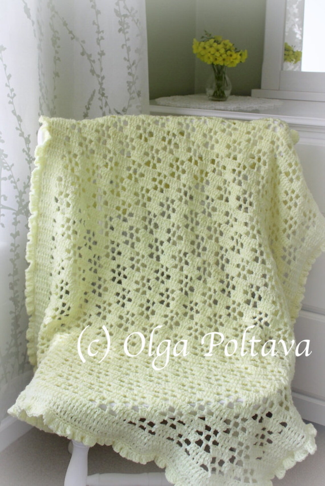 Crochet Pattern Buttercups Baby Lace Blanket With Ruffled - Etsy