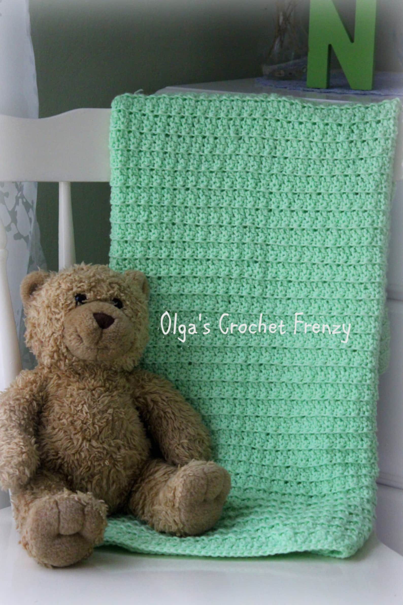 Crochet Green Baby Blanket Pattern Easy to Make For Baby | Etsy