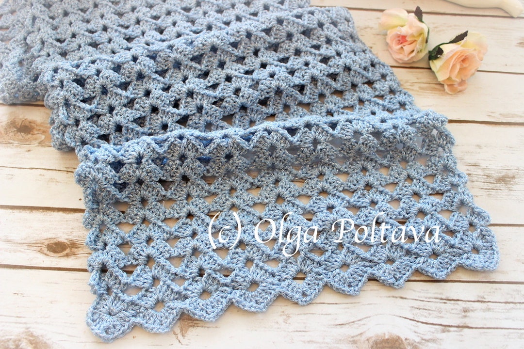 Crochet Pattern, Easy Shells Crochet Scarf, Lacy Scarf Shawl Wrap, Very ...