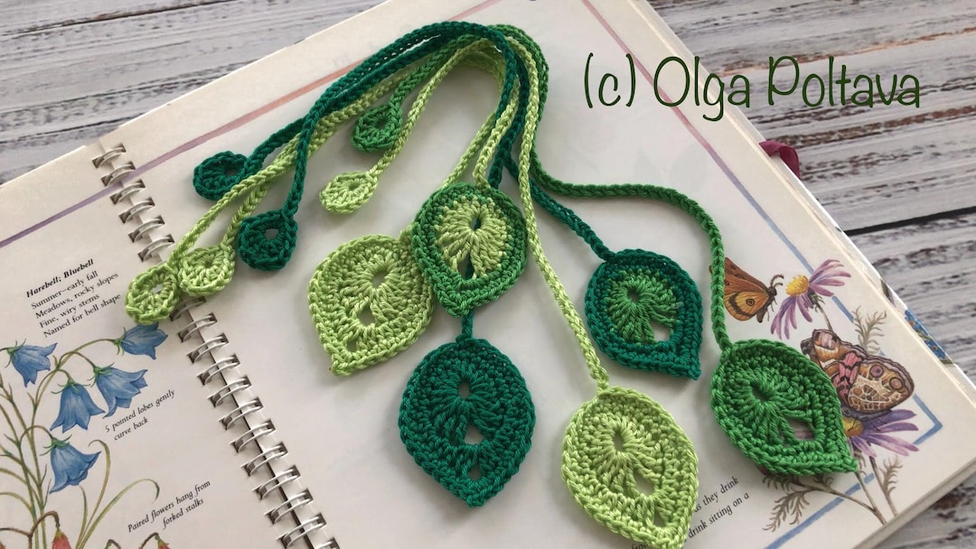 Crochet Pattern and Video, Simple Broadleaf Leaf Crochet Bookmark, Easy ...