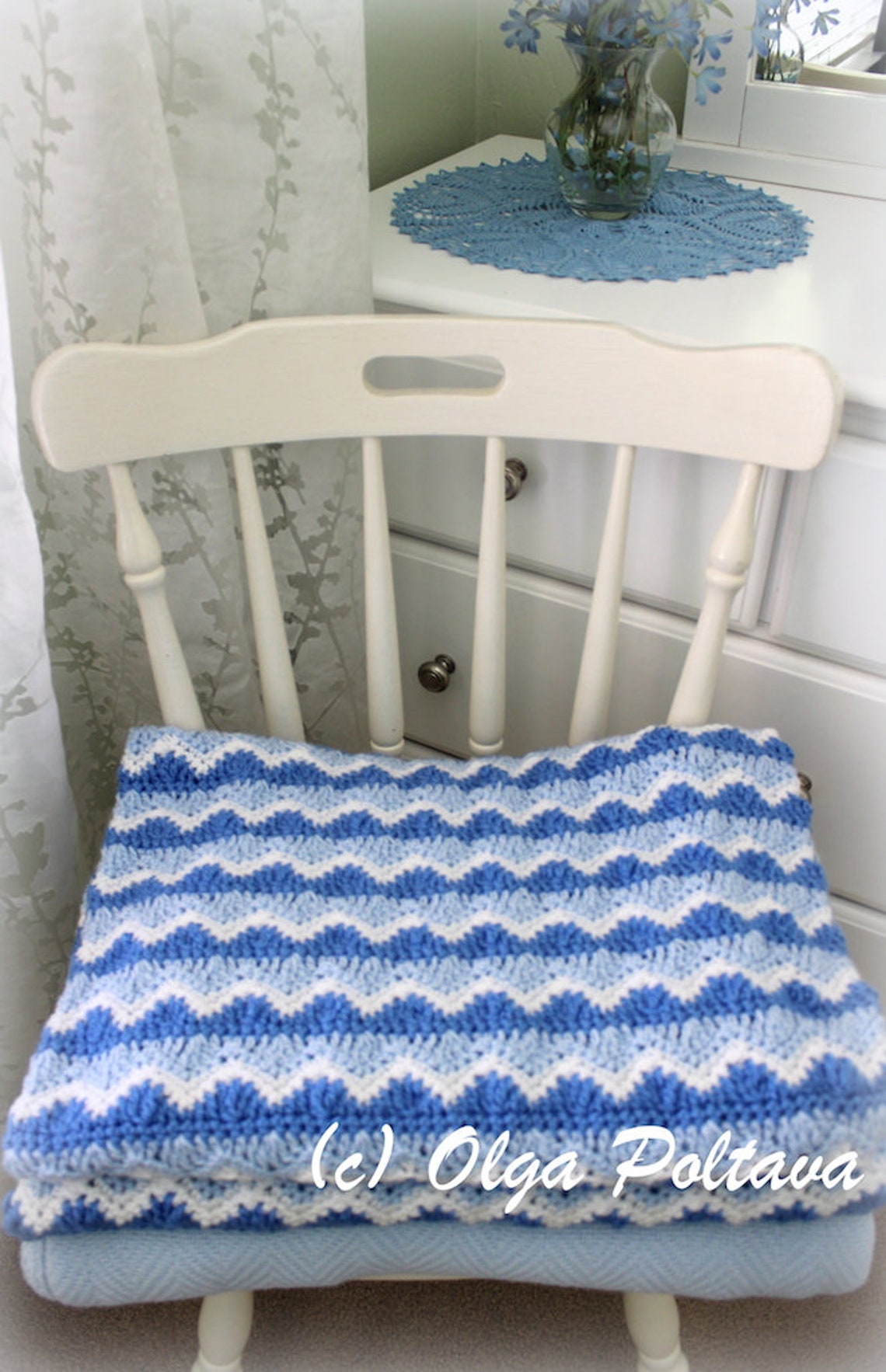 Crochet Pattern Ocean Waves Afghan Blue and White Crochet | Etsy