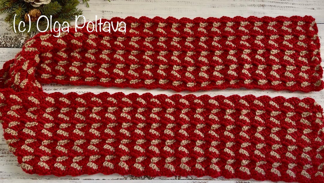 Crochet Pattern, Two Color Crochet Scarf, Easy Crochet Pattern and ...