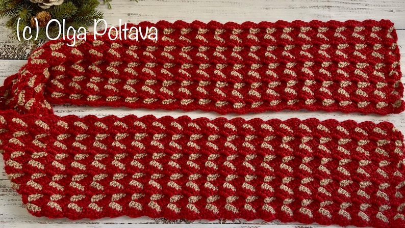 Crochet Pattern, Two Color Crochet Scarf, Easy Crochet Pattern and ...