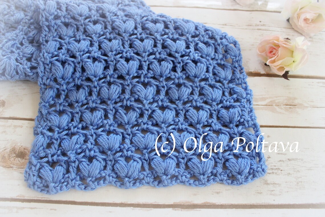 Crochet Pattern Lace Scarf With Puff Stitches Crochet Scarf - Etsy