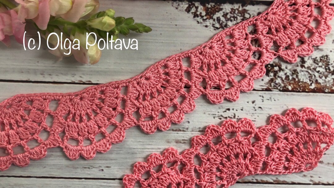 Crochet Pattern, Lacy Fans Cottagecore Edging, Trim, Written Pattern ...