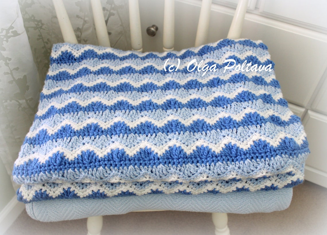 Crochet Pattern Ocean Waves Afghan Blue and White Crochet | Etsy