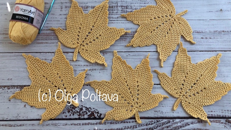 Crochet Pattern, Crochet Maple Leaf Aplique, Coaster, Decoration ...