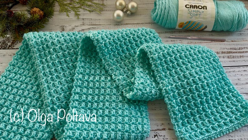 Crochet Pattern, Textured Scarf, One Row Repeat Crochet Pattern and ...