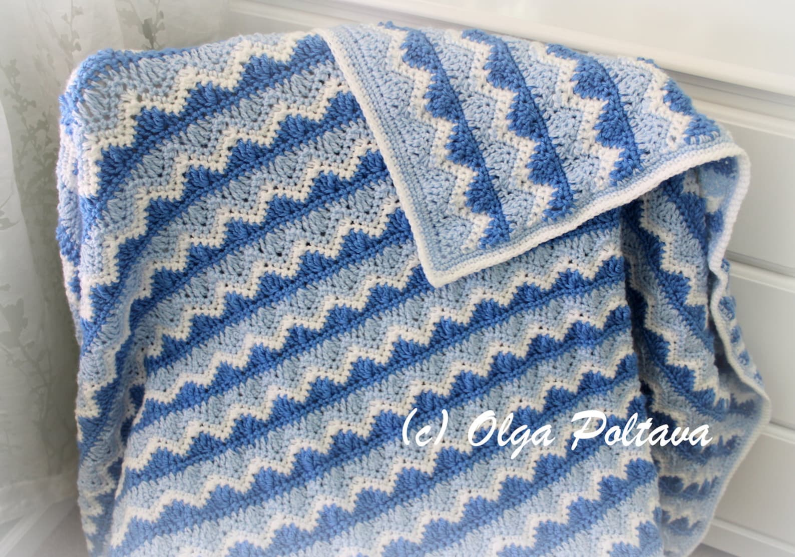 Crochet Pattern Ocean Waves Afghan Blue and White Crochet | Etsy