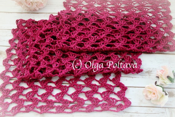 Crochet Pattern Ruby Lace Crochet Scarf Pattern Easy Crochet - Etsy