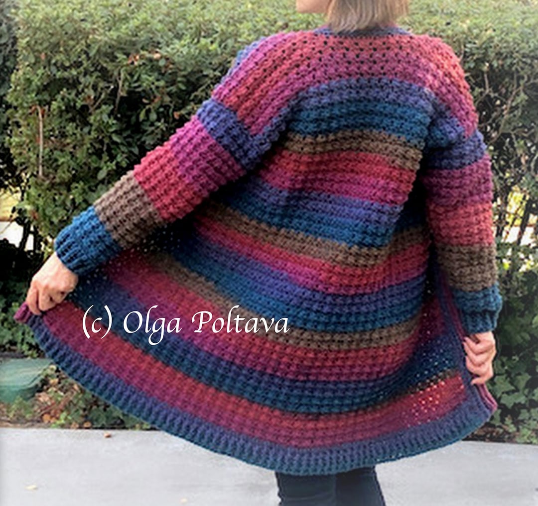 Crochet Pattern, Cozy Fall Crochet Cardigan, Caron Big Cakes Crochet ...