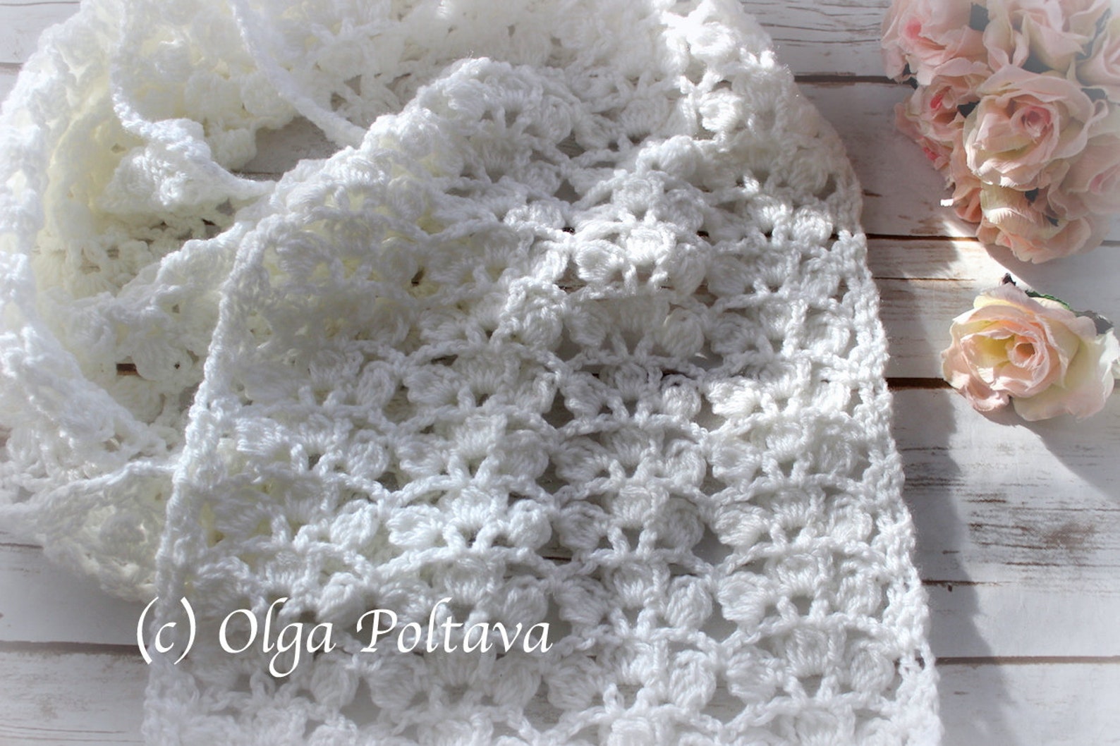Crochet Pattern, Crochet Lace Clusters Scarf, Lacy Scarf Crochet ...