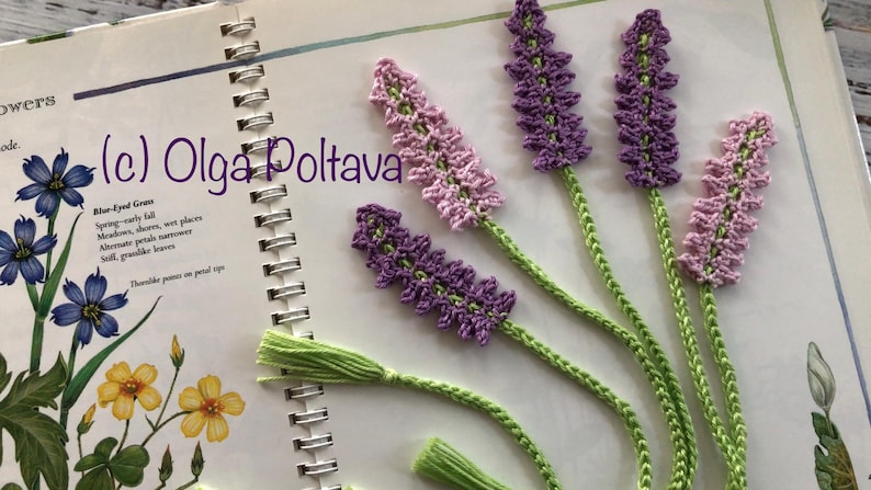 Crochet Pattern + Video Tutorial, Easy Crochet Lavender Bookmark ...