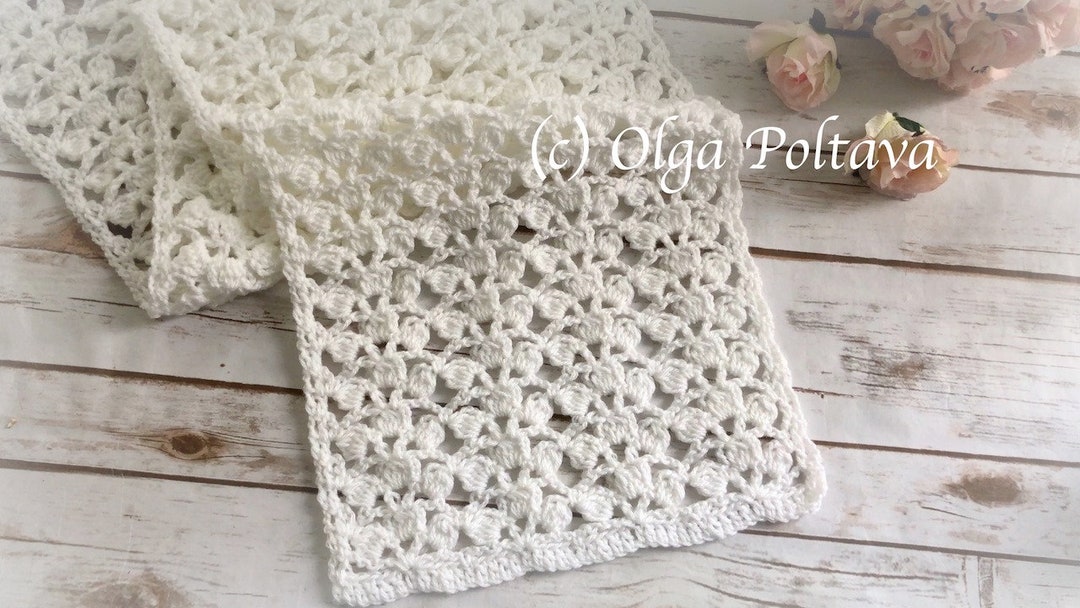 Crochet Pattern, Crochet Lace Clusters Scarf, Lacy Scarf Crochet ...