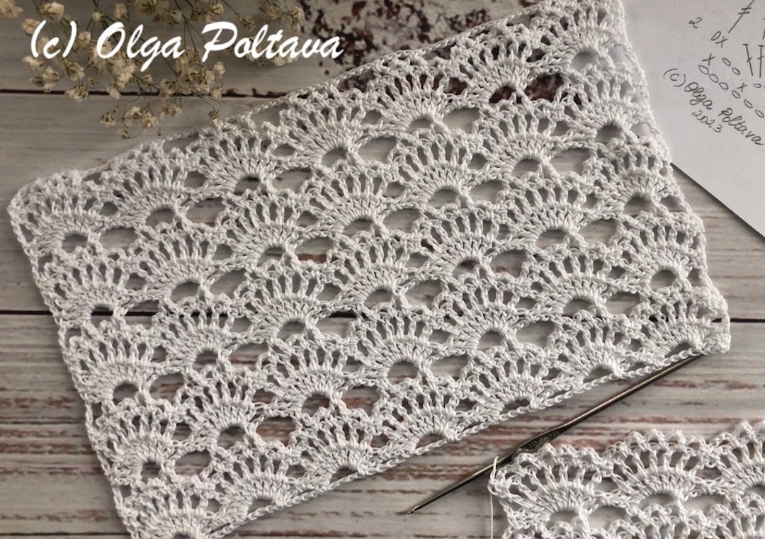 Crochet Pattern, Crochet Lacy Shells Stitch, Easy Crochet Pattern ...