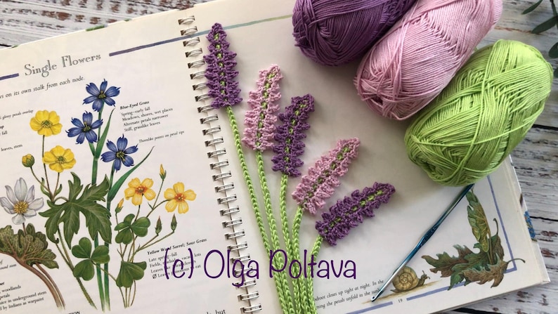 Crochet Pattern + Video Tutorial, Easy Crochet Lavender Bookmark ...