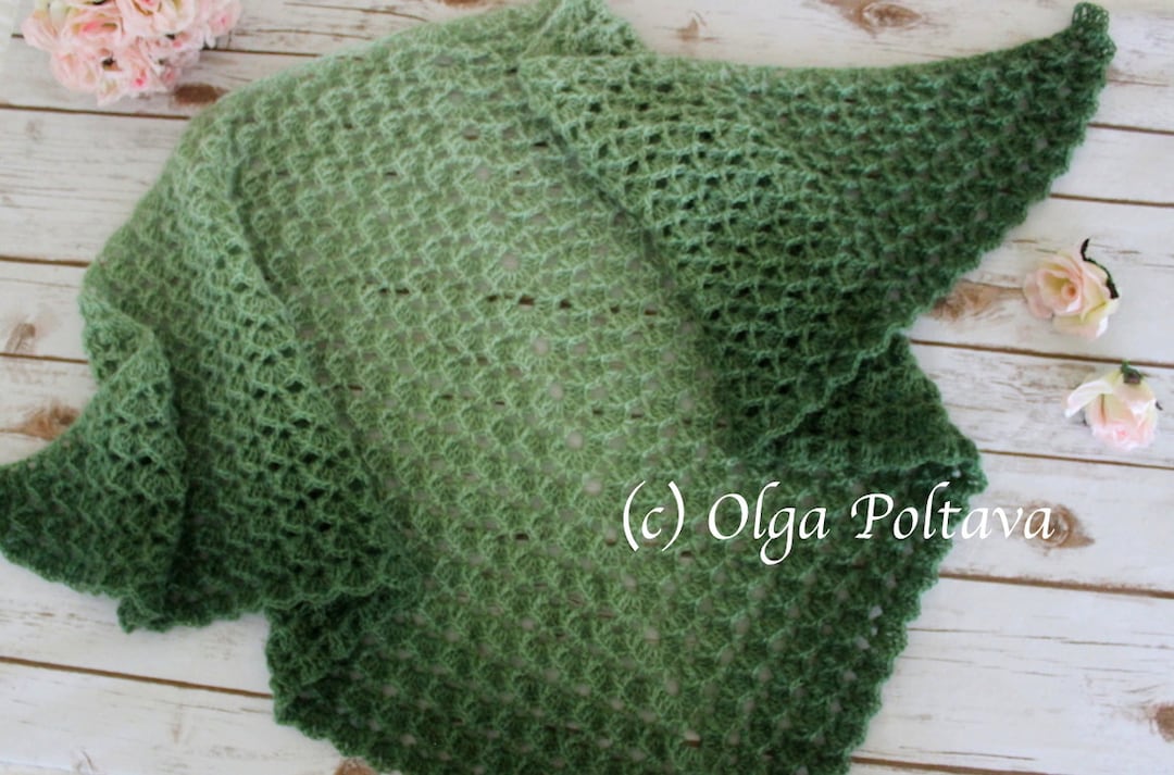 Crochet Pattern, Lacy Shells Crochet Shawl Pattern, Alize Angora Gold ...