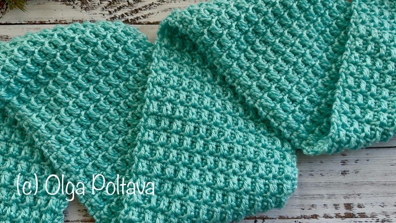 Crochet Pattern, Textured Scarf, One Row Repeat Crochet Pattern and ...