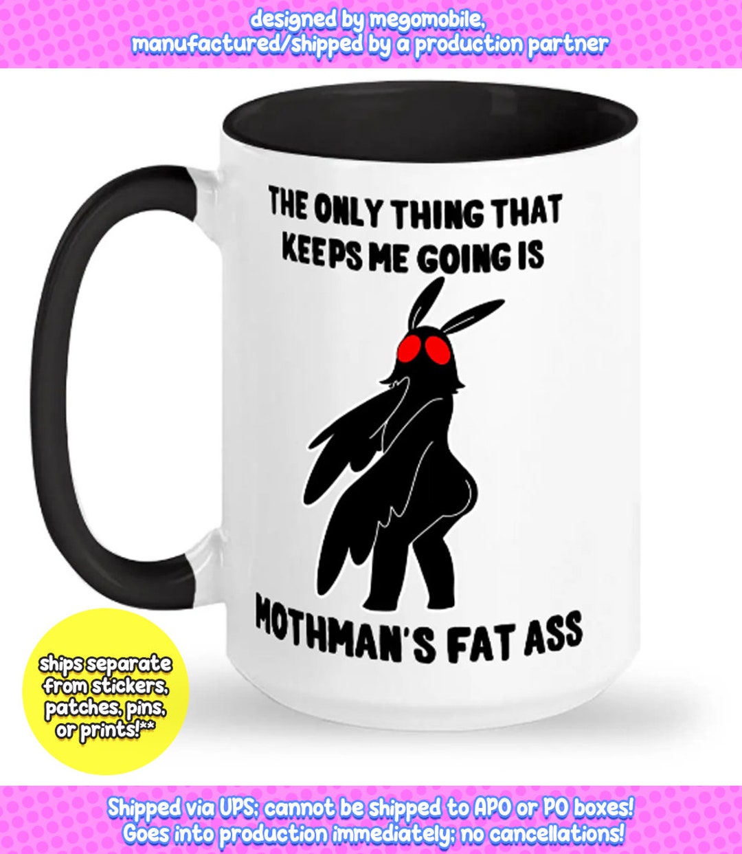 Mothman Keeps Me Going - 15oz Mug for Horror Fan Funny Cryptid Meme - Etsy