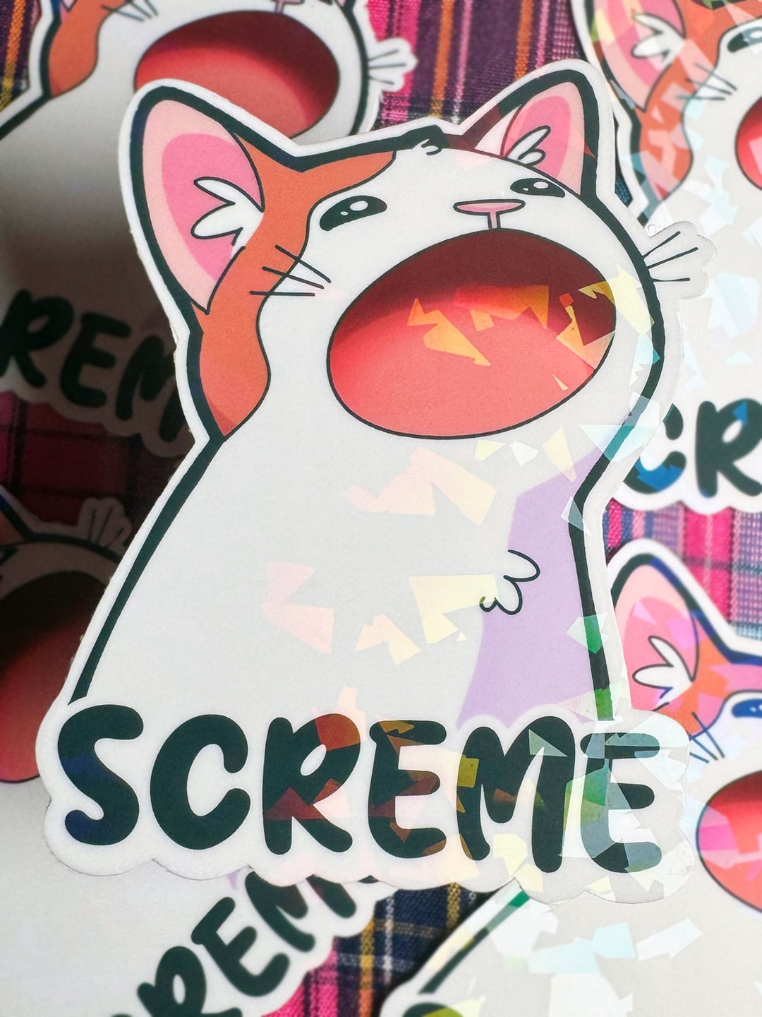 Screaming Cat Meme screme Holographic Sticker Decal - Etsy