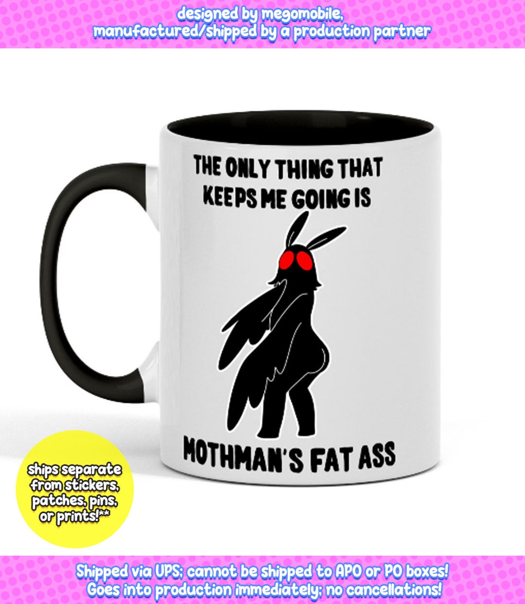Mothman Keeps Me Going - 11oz Mug for Horror Fan Funny Cryptid Meme - Etsy