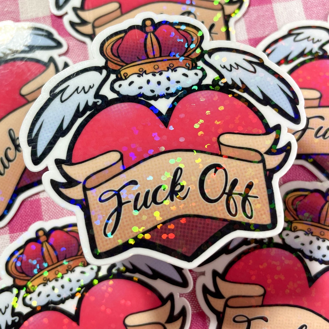 Eff off Tattoo Heart Holographic Sticker Decal - Etsy