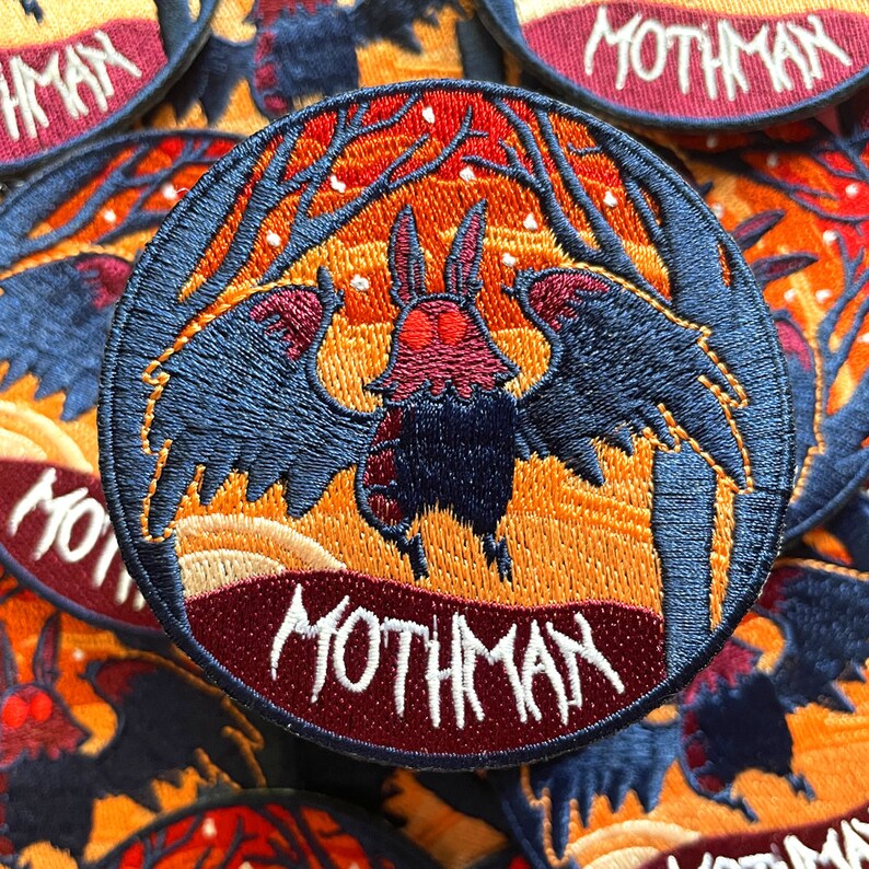 Mothman Embroidered Patch - Mothman Sunset Cryptid Iron on Patch - Etsy